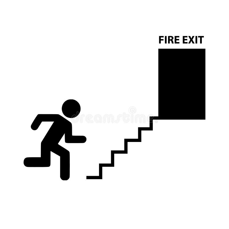 Fire Exit Icon Isolated on White Stock Vector - Illustration of sign ...