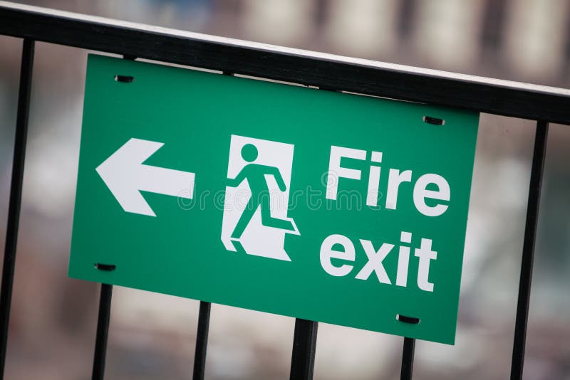 Fire exit indicator stock image. Image of figure, direction - 76623027