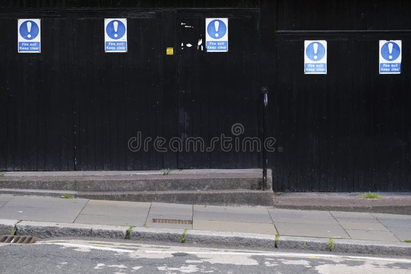 Fire Exit Keep Clear Sign on Building Exit Door Stock Image - Image of ...