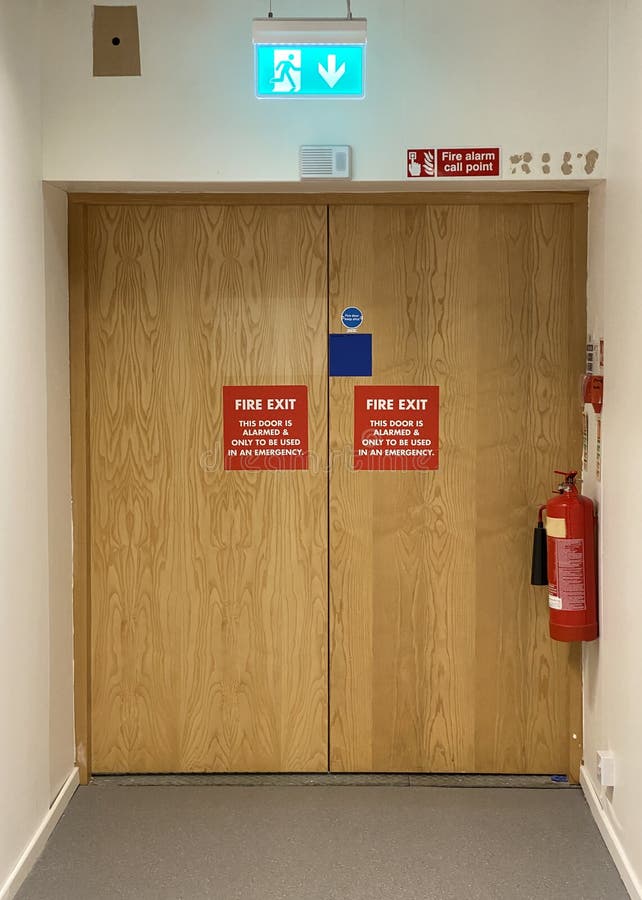 Fire Exit Keep Clear Sign on Building Entry Door Stock Image - Image of ...