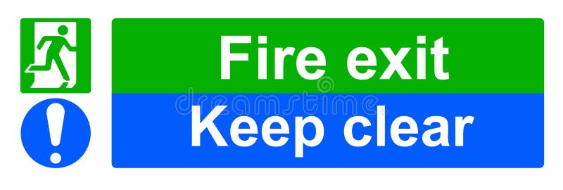 Fire exit keep clear sign stock illustration. Illustration of green ...