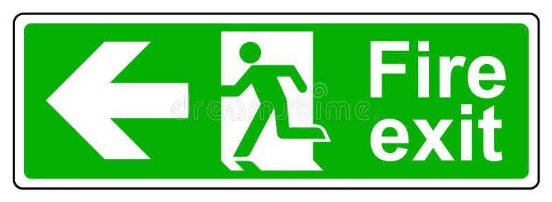 Fire exit left sign stock illustration. Illustration of green - 235636256