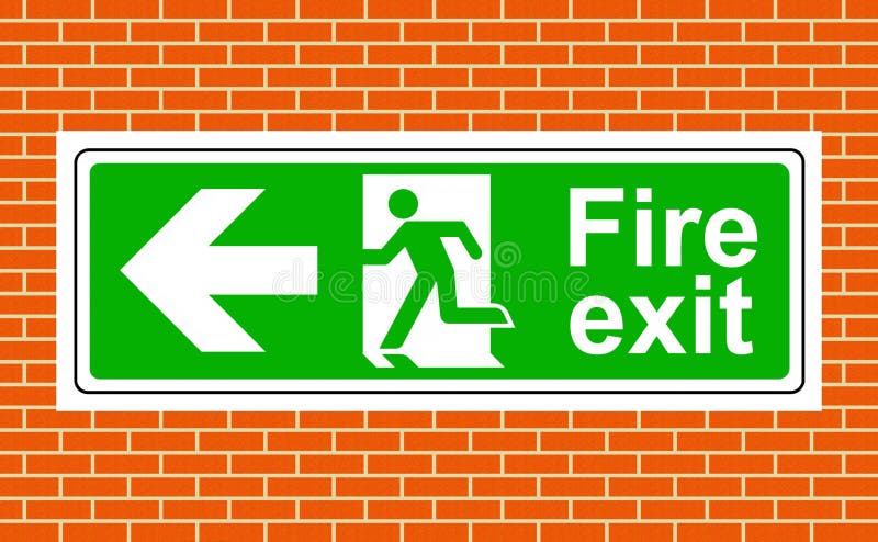 Fire Exit Left Sign on a Wall Stock Vector - Illustration of ...