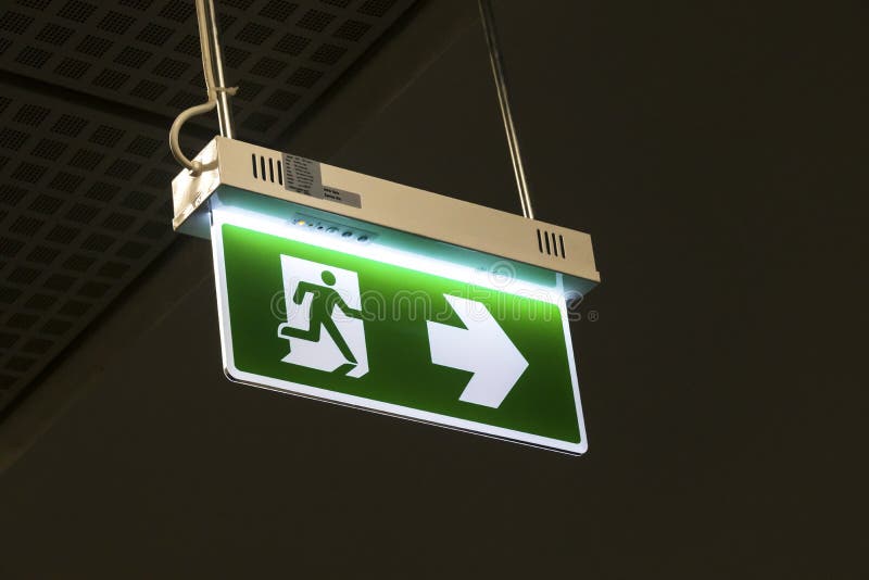 Fire exit light sign stock image. Image of figure, green - 121193573