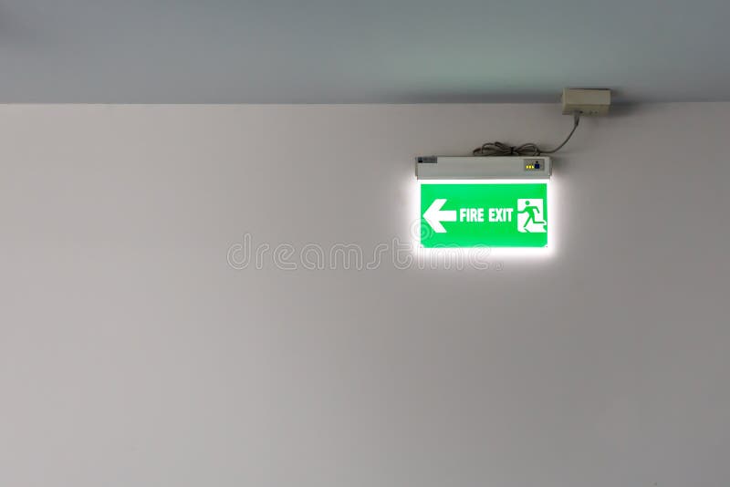 Fire exit light sign stock photo. Image of security, extinguisher ...