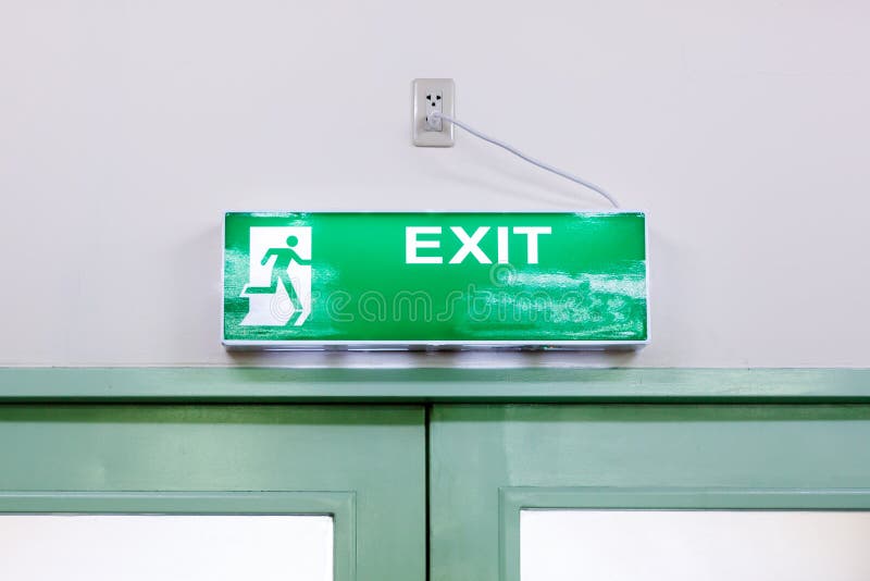 Fire exit light sign stock image. Image of panic, alarm - 73829913