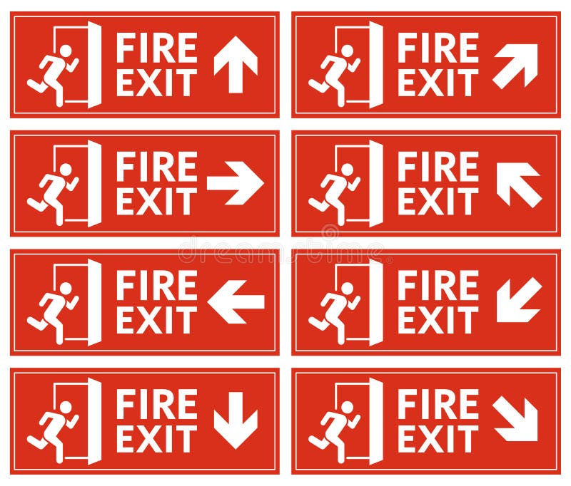 Fire Exit Red Signs Stock Illustrations – 276 Fire Exit Red Signs Stock ...