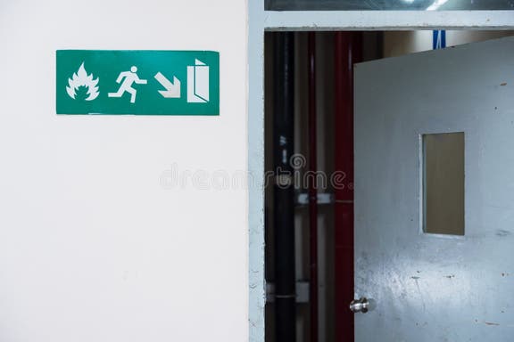 Fire Exit Sign in the Airport Terminal Emergency Exit Way.Thailand ...