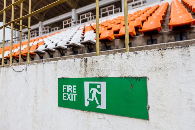 Fire Exit Sign in the Stadium Stock Image - Image of illuminated ...