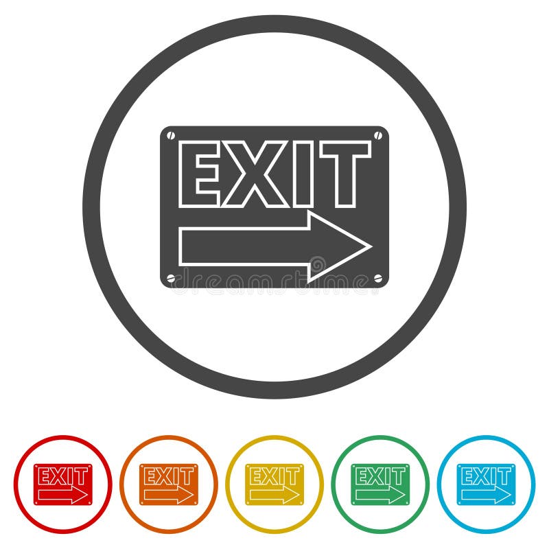 Fire Exit Sign, Emergency Exit, 6 Colors Included Stock Vector ...