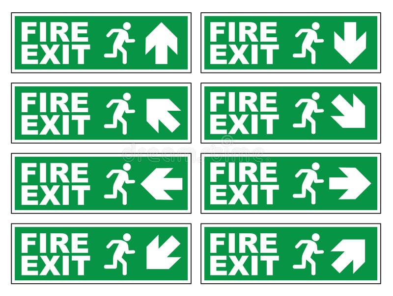 Fire Exit Sign. Exit Emergency. Green Signs Stock Vector - Illustration ...