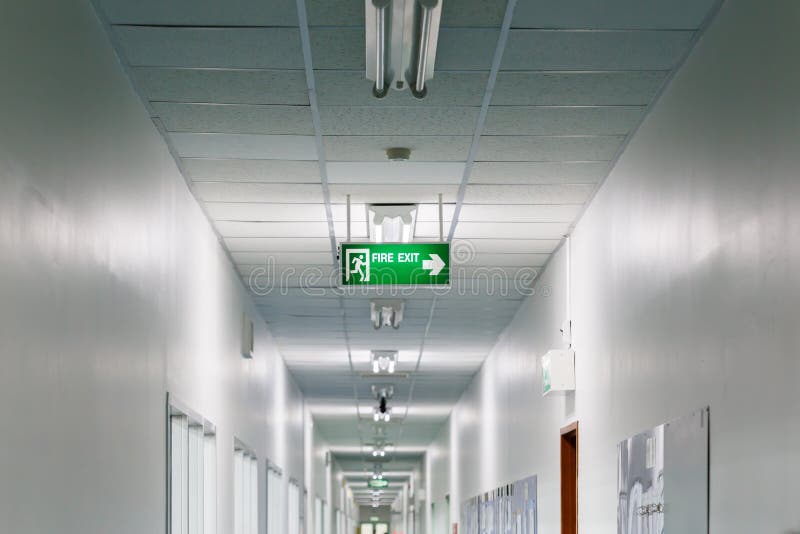 Fire exit sign in factory stock image. Image of sign - 44032297
