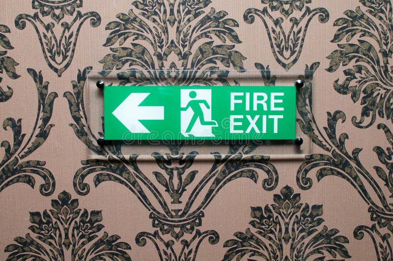 Fire exit sign stock image. Image of hotel, interior - 71613599