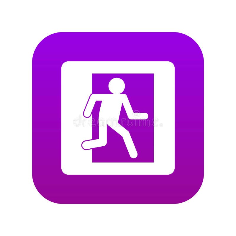 Fire Exit Sign Icon Digital Purple Stock Vector - Illustration of ...