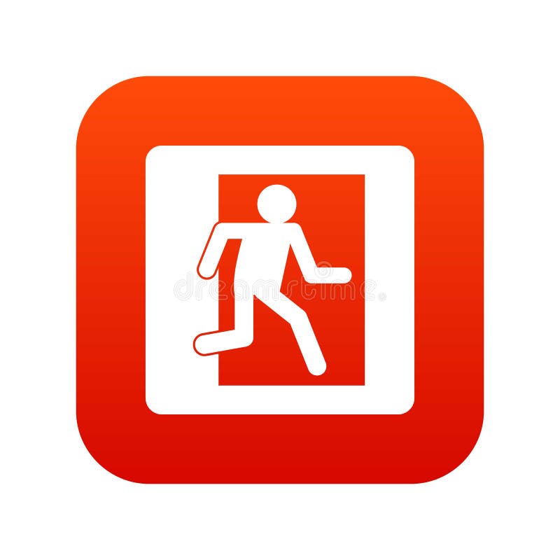 Fire Exit Sign Icon Digital Red Stock Vector - Illustration of ...