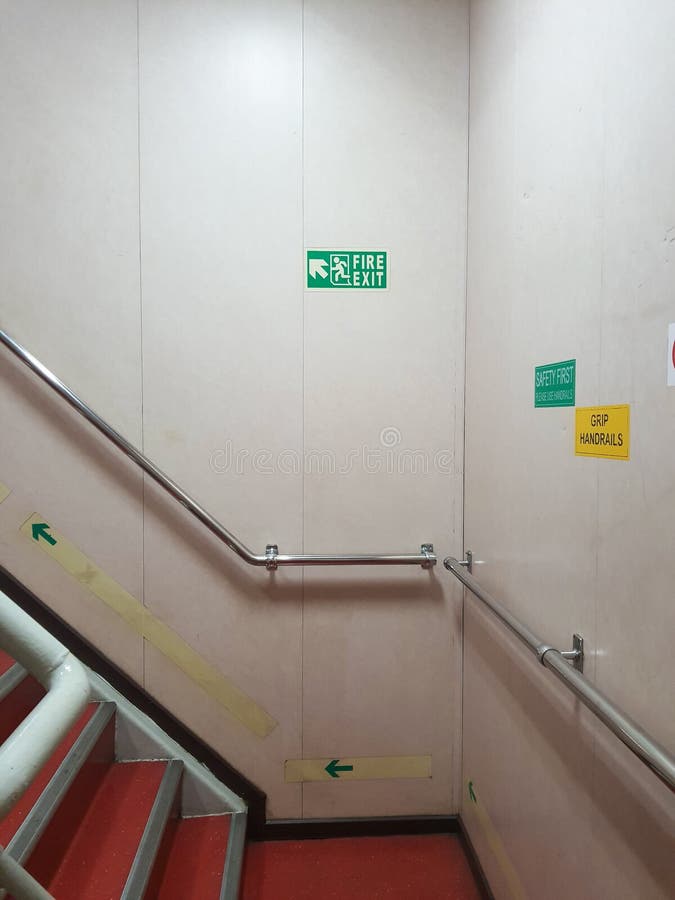 Fire Exit Sign Inside Vessel Stock Photo - Image of vessel, exit: 265600754