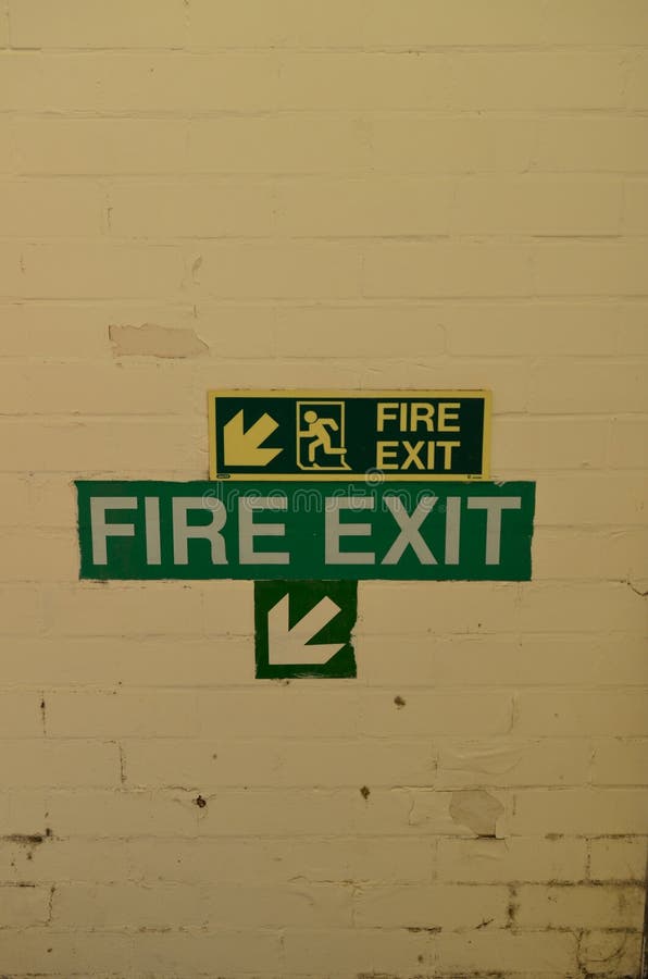 Fire exit sign. stock photo. Image of green, stairs, escape - 56344146