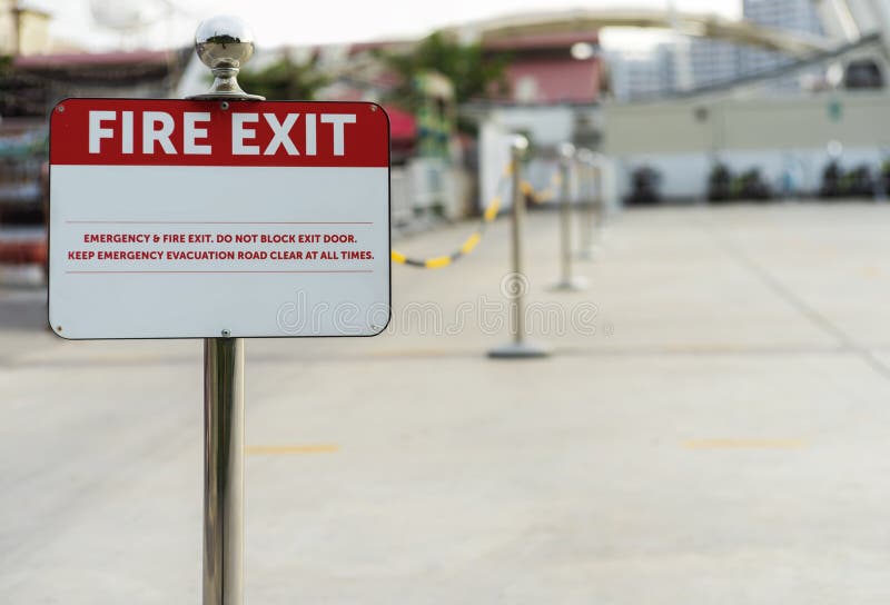 Fire Exit Sign in the Park Photo Stock Image - Image of park, exit ...