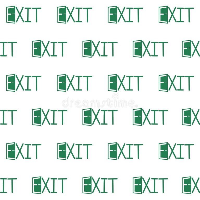 Fire Exit Sign Pattern Repeat Seamless Stock Vector - Illustration of ...