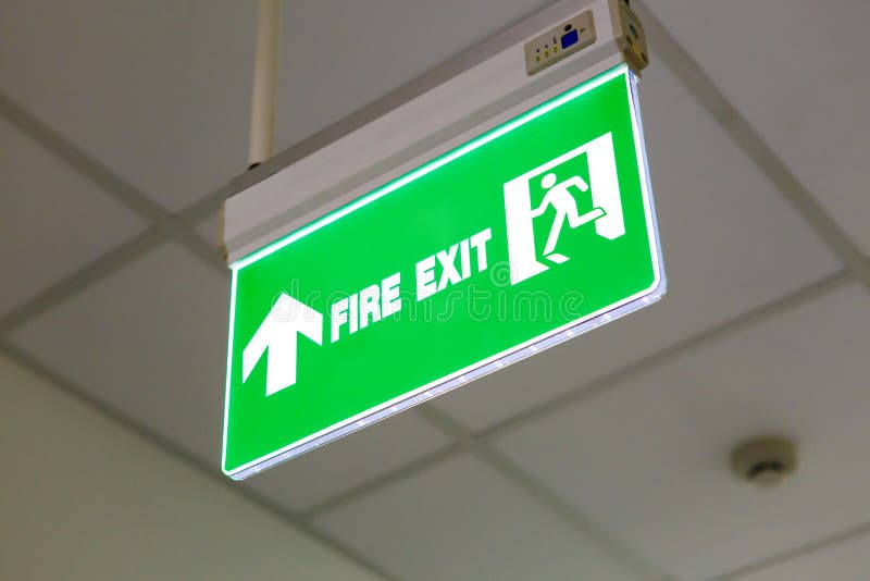Fire exit sign stock photo. Image of parcel, green, exit - 47535318