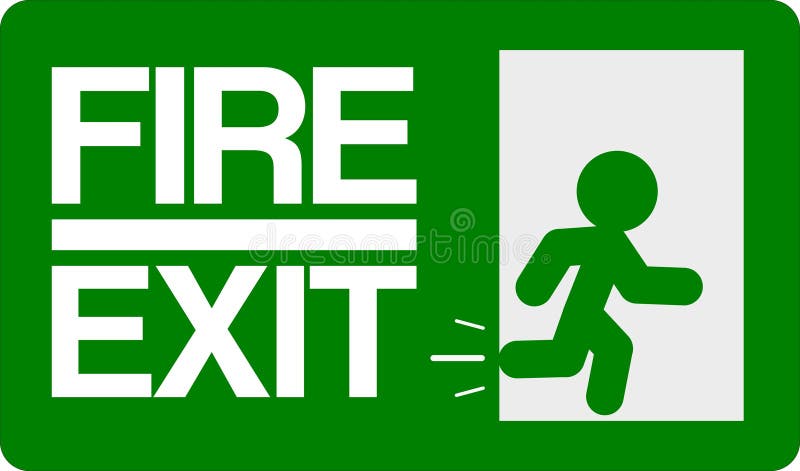 Fire Exit Sign with Running Man Symbol on Green Background Stock ...