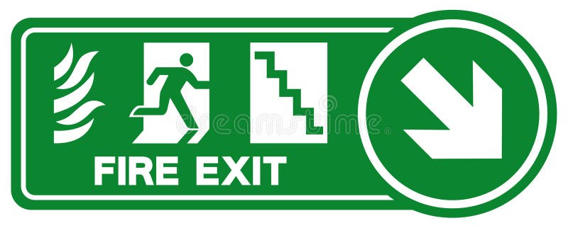 Fire Exit Stair Arrow Right Down Symbol Sign, Vector Illustration ...