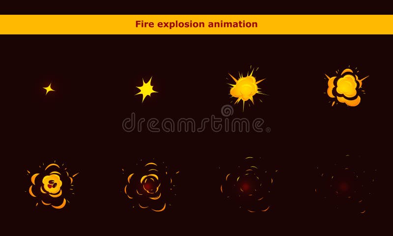 Fire Explosion Animation Frames for Cartoon Game Stock Vector ...