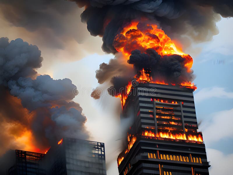 Fire Explosion of Building in the City, Ai Generated Stock Illustration ...