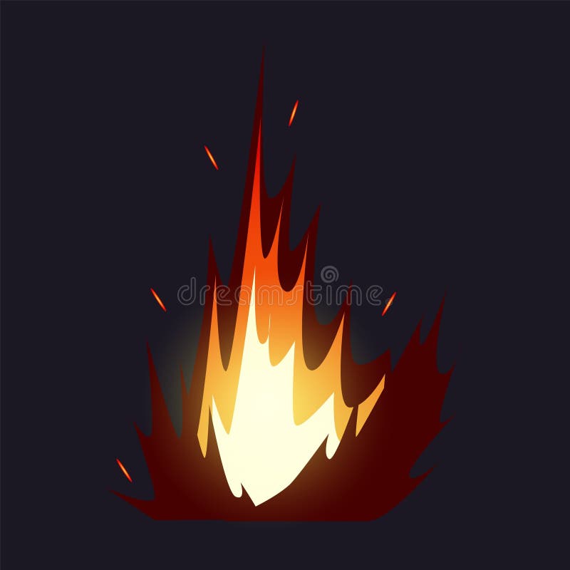 Fire Explosion. Flame Explode Burst. Weapon Boom Effect with Bright ...