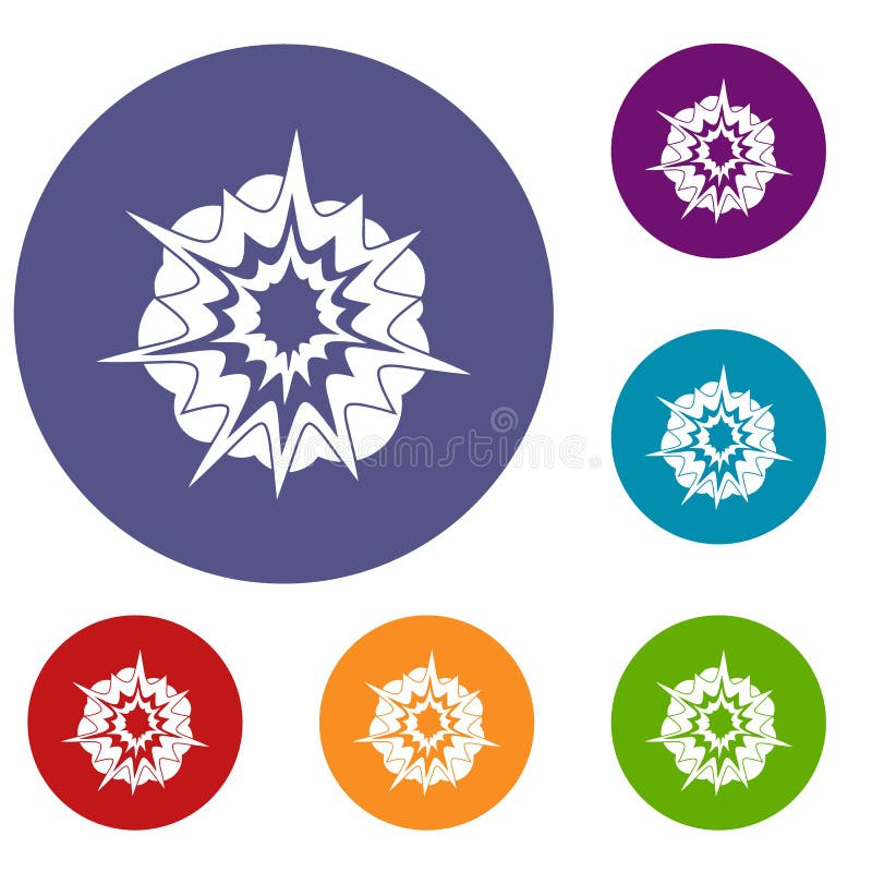 Fire explosion icons set stock vector. Illustration of fire - 96576427