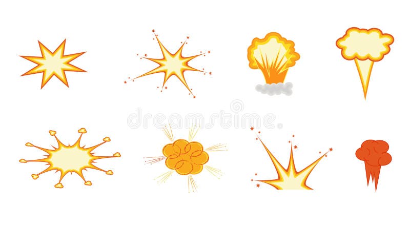 Fire Explosion Illustrations on a Isolated White Background Stock ...