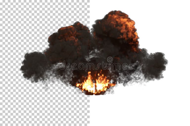 Fire Explosion Three Way on Transparency Background Stock Photo - Image ...