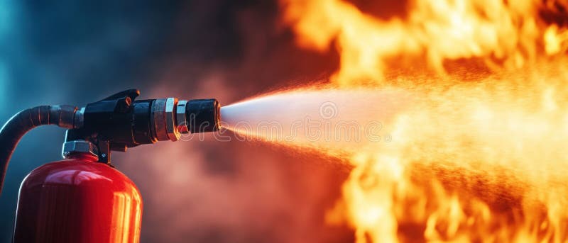 Fire Extinguisher in Action Against Flames Stock Illustration ...