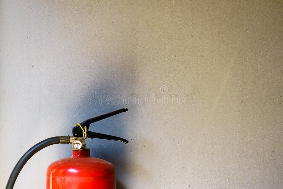 Fire Extinguisher Agains Wall Stock Image - Image of protection, system ...