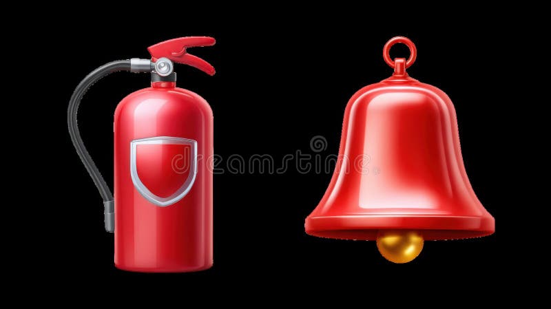 Fire Extinguisher and Alarm Bell Ensuring Safety and Protection Stock ...