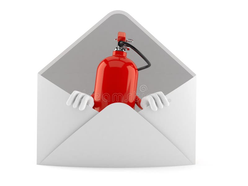 Fire Extinguisher Character Inside Envelope Stock Illustration ...