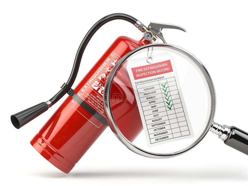 Fire Extinguisher Checking Concept. Fire Extinguisher and Clipboard ...