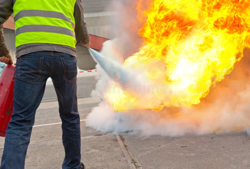 Fire extinguisher exercise stock image. Image of training - 108471259