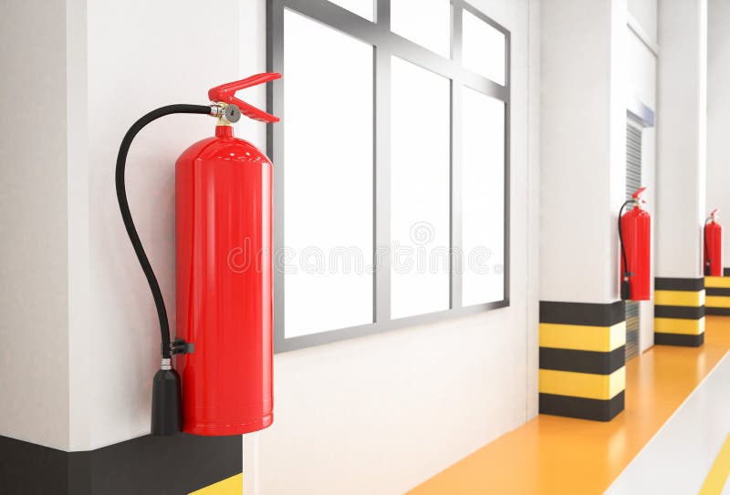 Fire Extinguisher in Factory Stock Illustration - Illustration of ...