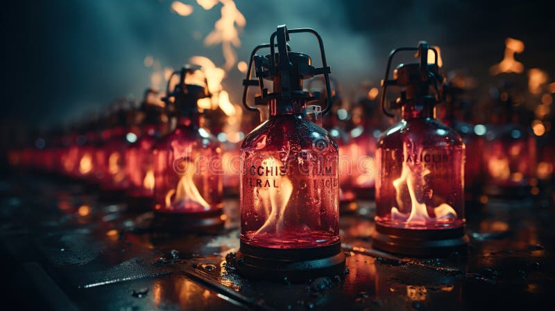 Fire Extinguisher in the Factory at Night Stock Illustration ...