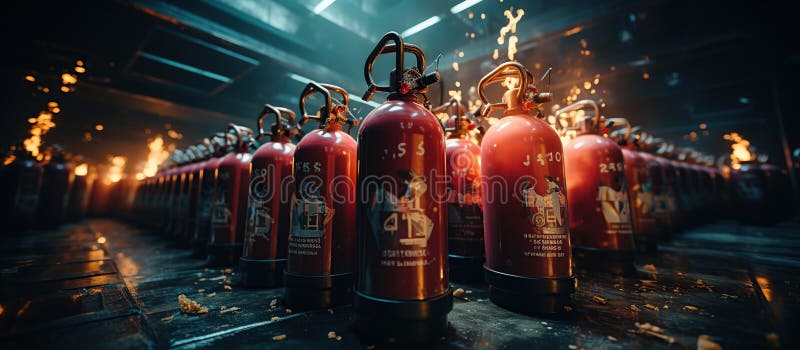 Fire in a Factory. Firefighters Extinguish a Fire in a Steel Mill Stock ...