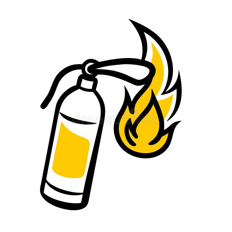 Fire Extinguisher and Flame Vector Illustration for Safety Awareness ...