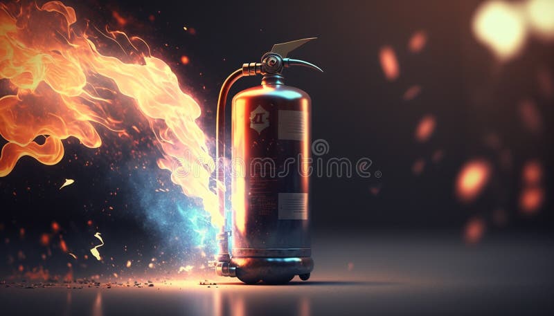 Fire Extinguisher with Flames in Background - Fighting Fire with ...