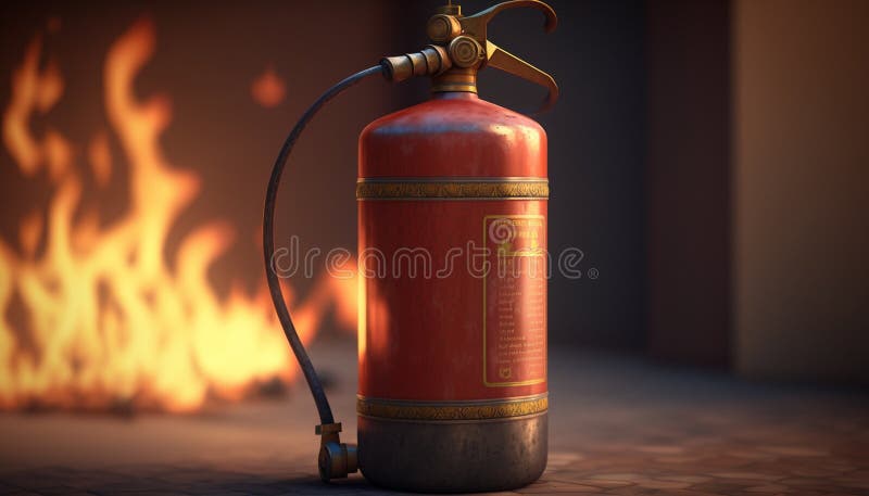 Fire Extinguisher with Flames in Background - Fighting Fire with ...