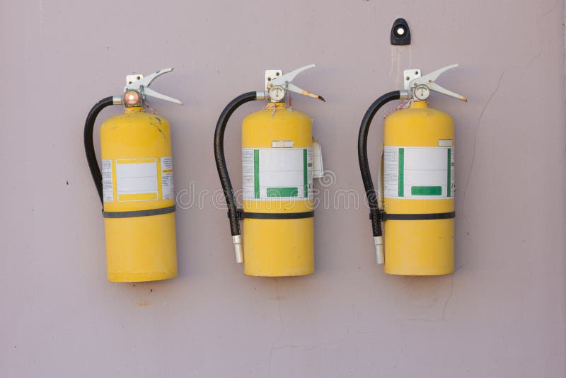 Fire Extinguisher Hanging On Wall Stock Image - Image of prevention ...