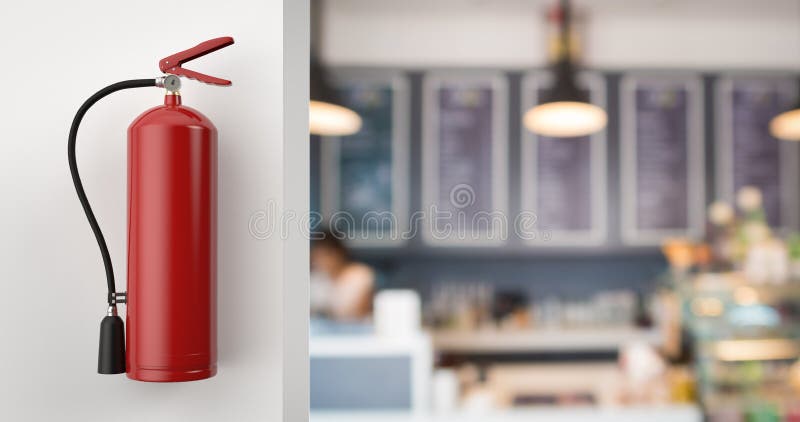 Fire Extinguisher Hanging on Wall in Shop Stock Illustration ...
