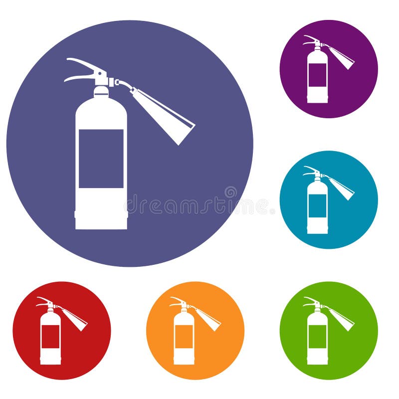 Fire Extinguisher Icons Set Stock Vector - Illustration of alarm, flame ...