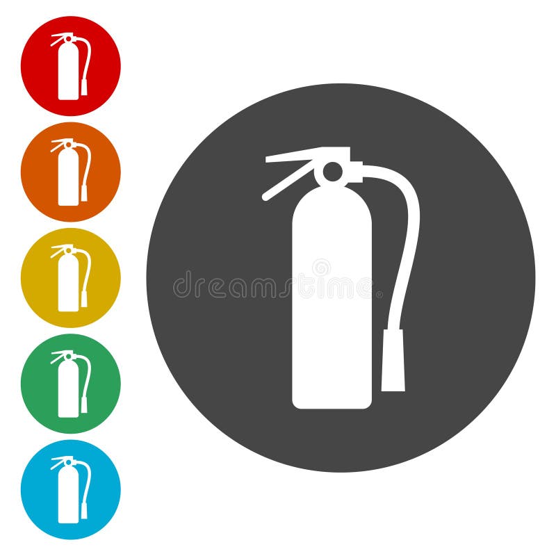 Fire Extinguisher Icons Set Stock Vector - Illustration of label, foam ...
