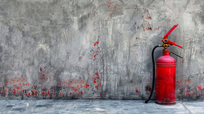 Fire Extinguisher Leaning Against Concrete Wall, Fire Extinguisher ...
