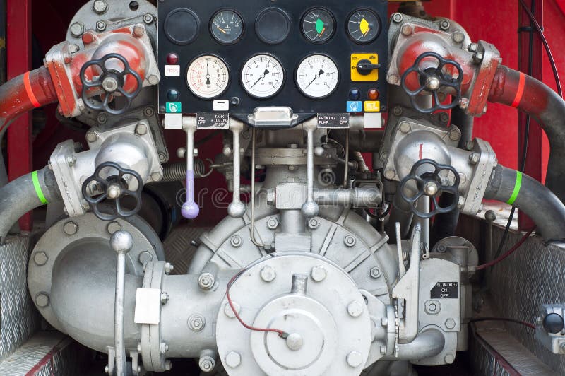 Emergency Fire Extinguisher Water Hydrant Pipe on Brick Wall. Stock ...